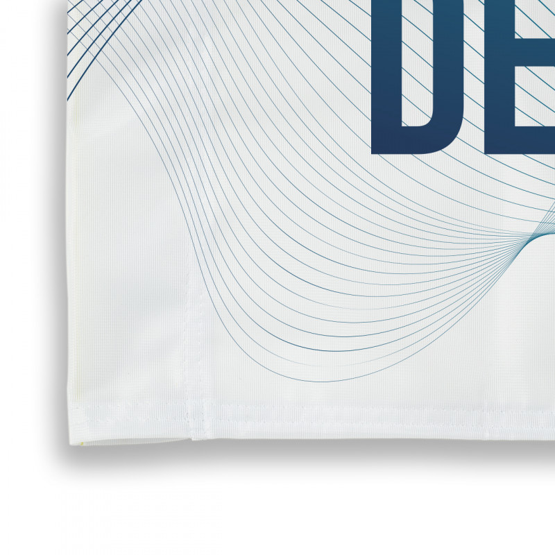 Horizontal flag with closed sleeve for stick