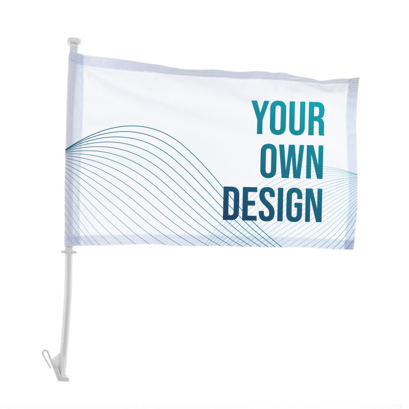 Pack of flag and flagpole for car window